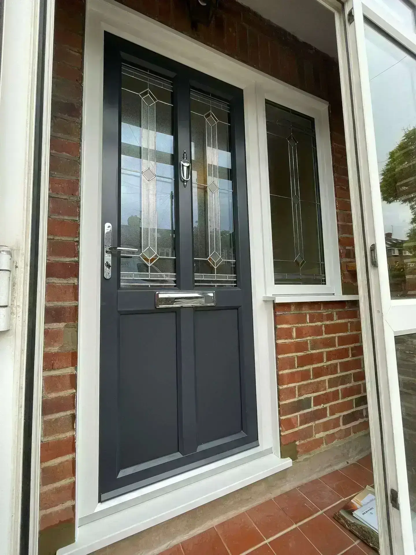 Bespoke Grey & White PVC-u Entrance Door Installation